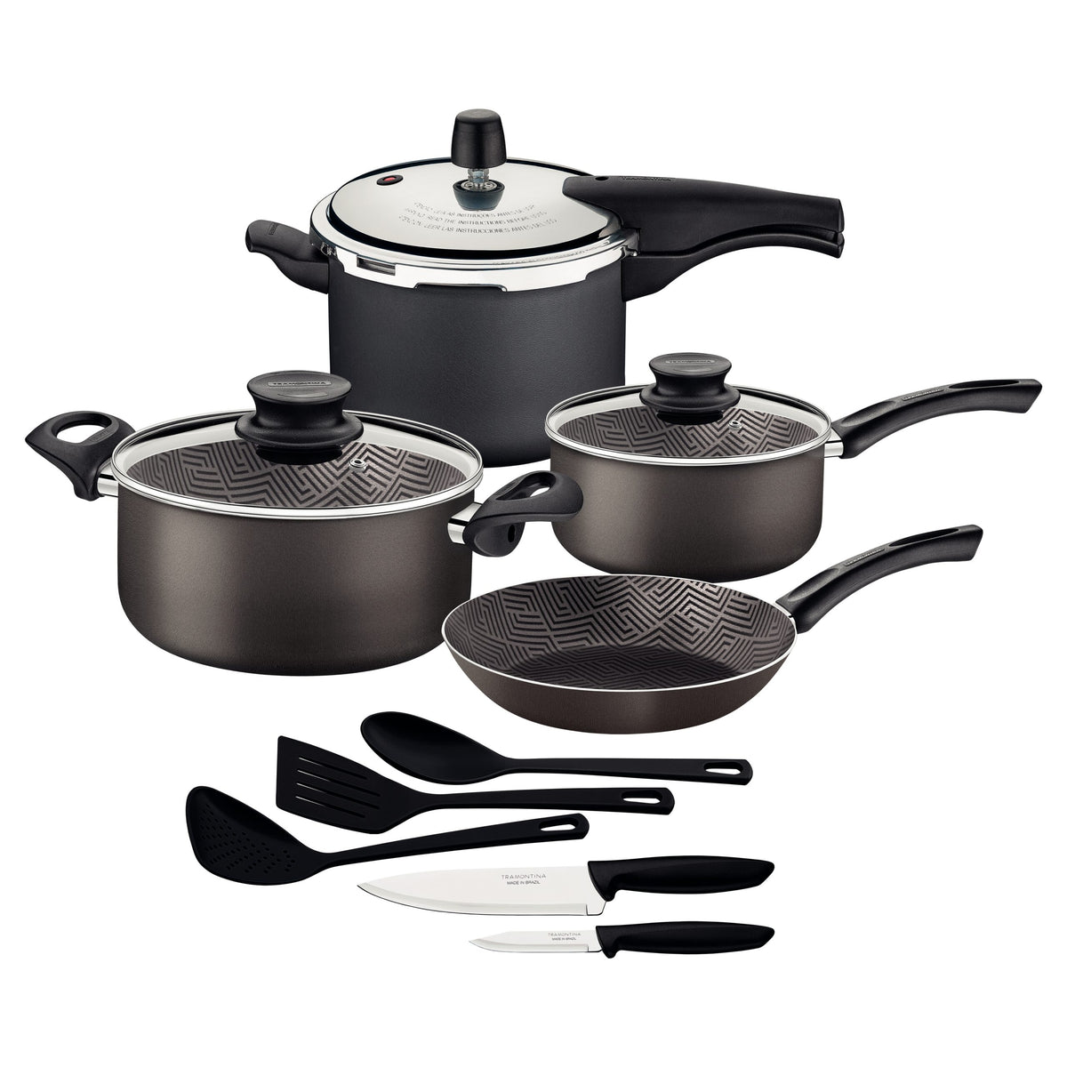 Tramontina Paris 12 Pieces Lead-Colored Aluminum Cookware Set ...